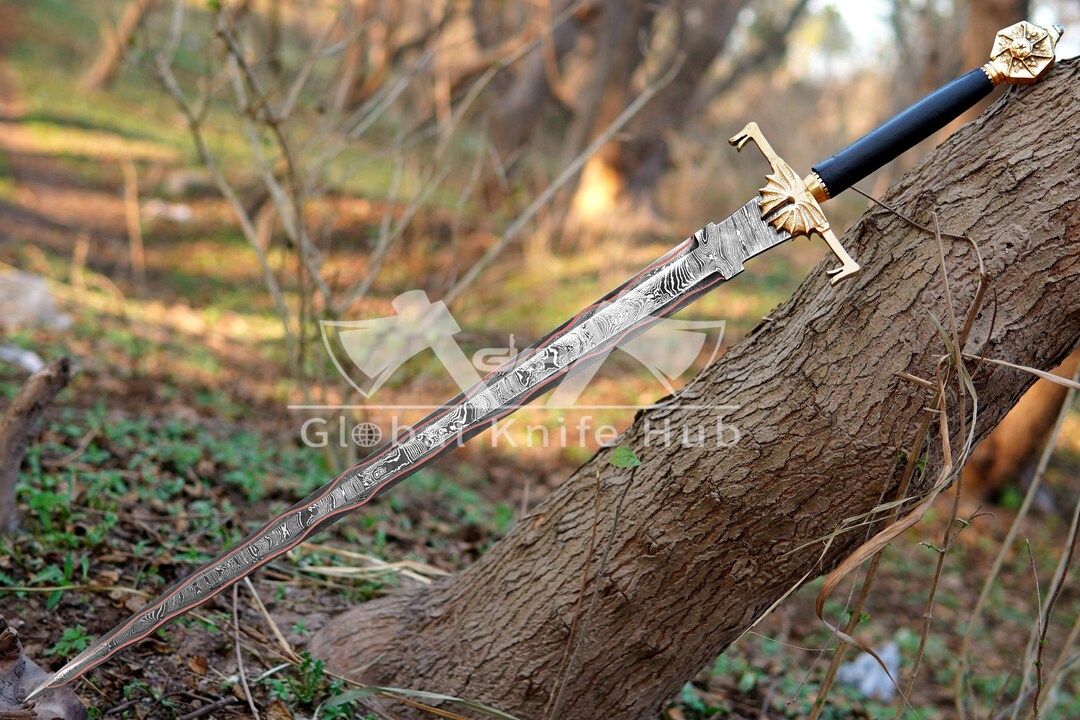 Handmade Copper Damascus Steel Sword, Authentic Viking Sword, Cosplay ...