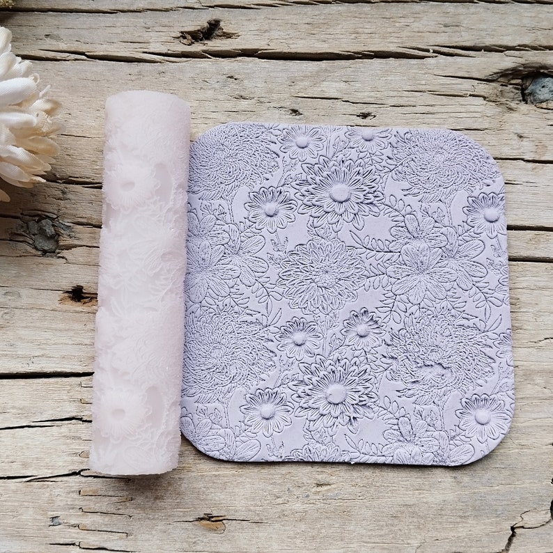 Wild Flowers Texture Roller Seamless Pattern Clay Tool, Ideal for DIY ...