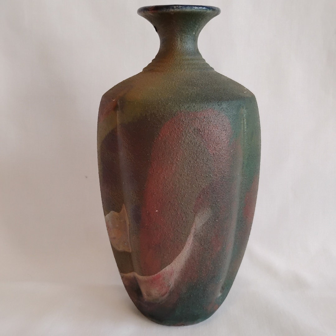 Raku Pottery Bud Vase by Stephan Roy Signed. - Etsy
