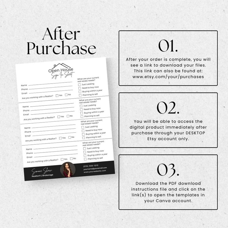 Open House Sign in Sheet, INSTANT DOWNLOAD, Editable Canva Template ...