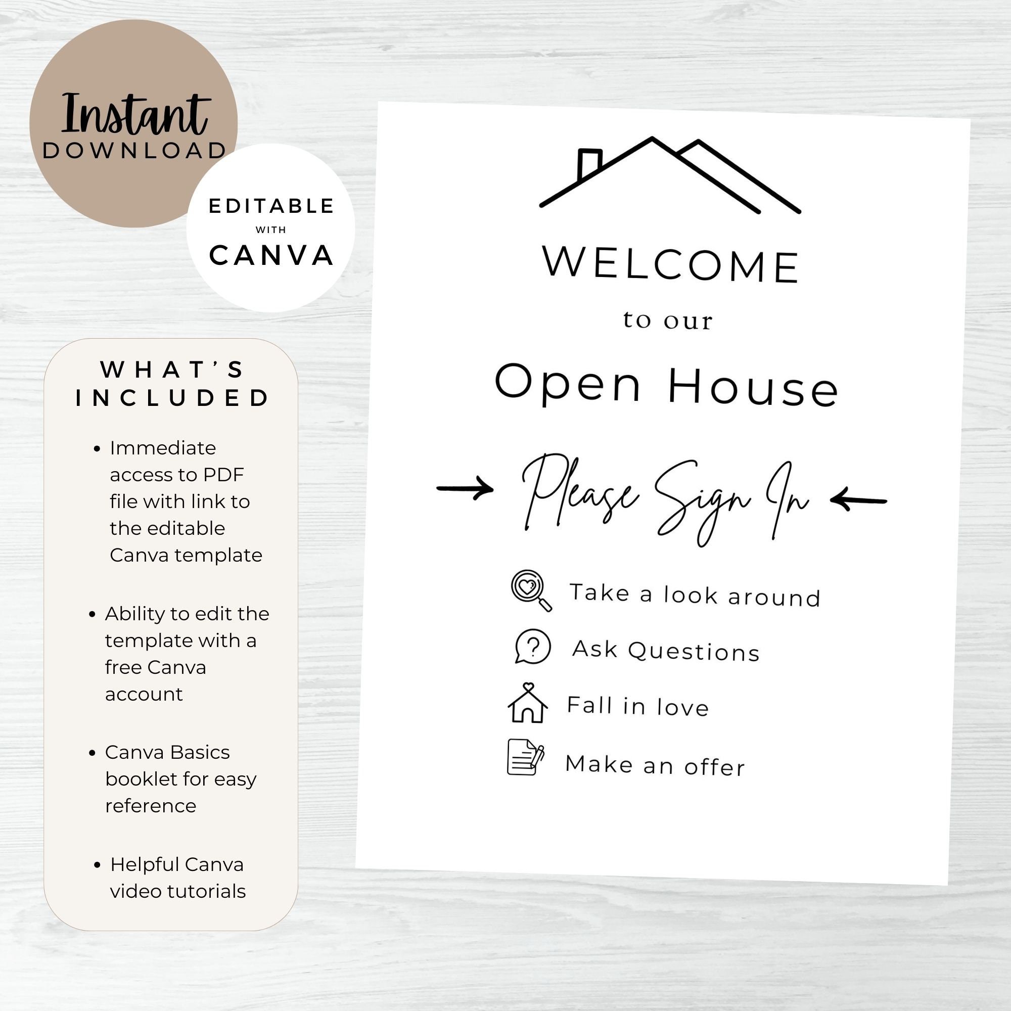 Open House Welcome Sign, INSTANT DOWNLOAD, Editable Canva Template ...