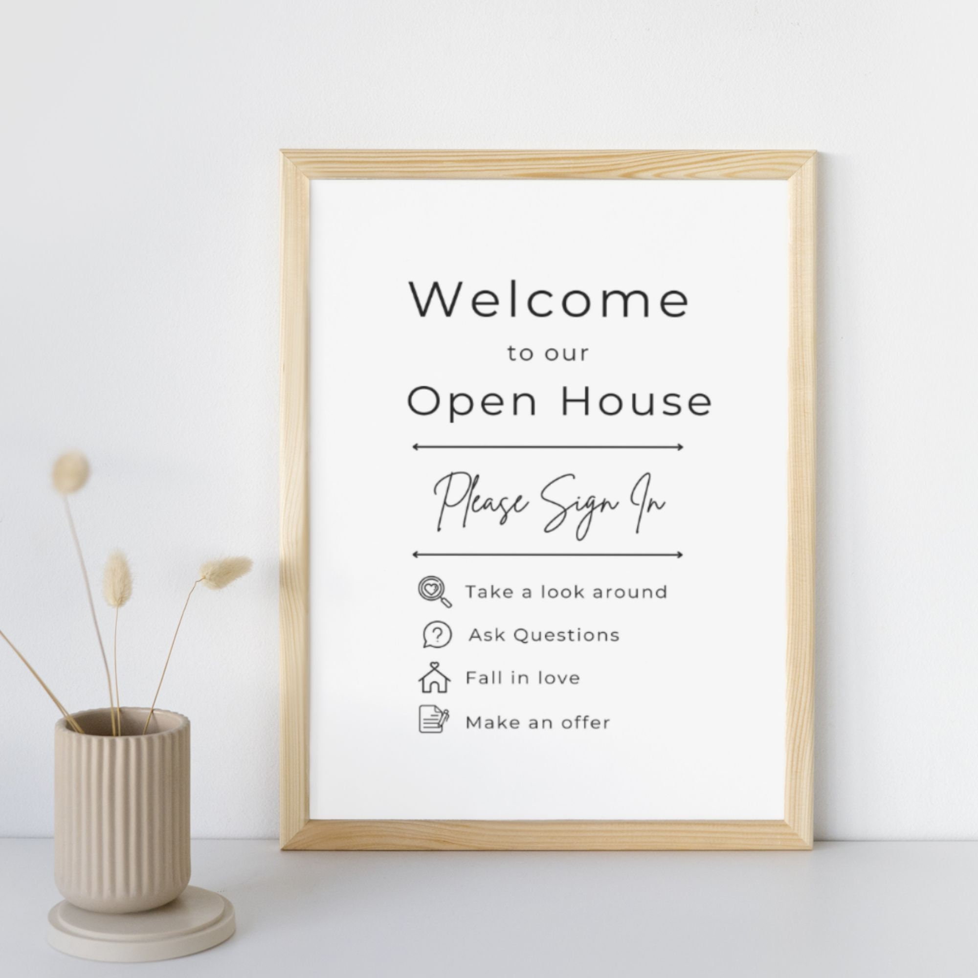 Open House Welcome Sign, INSTANT DOWNLOAD, Editable Canva Template ...