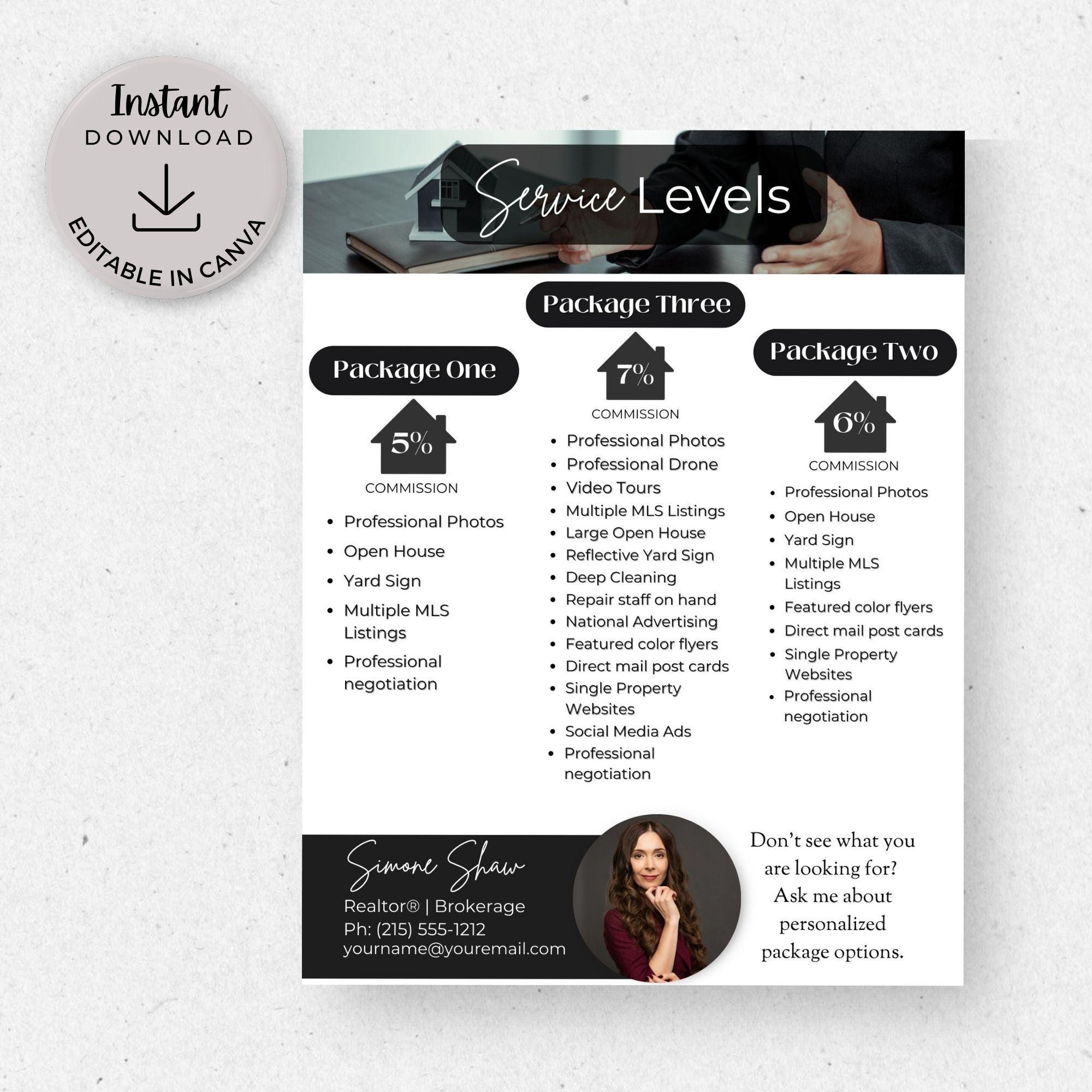 Real Estate Commission Sheet, INSTANT DOWNLOAD, Listing Presentation ...