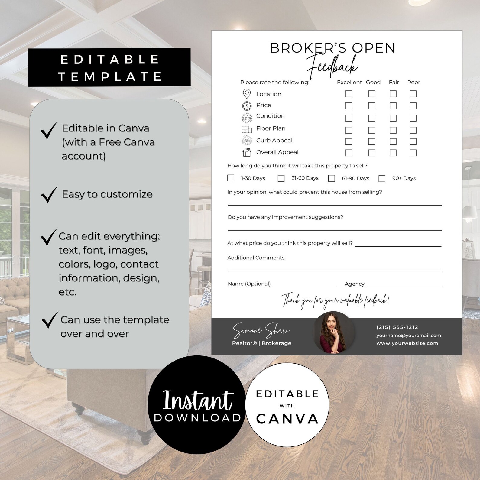 Broker’s Open Feedback Form, INSTANT DOWNLOAD, Feedback Form, Canva ...