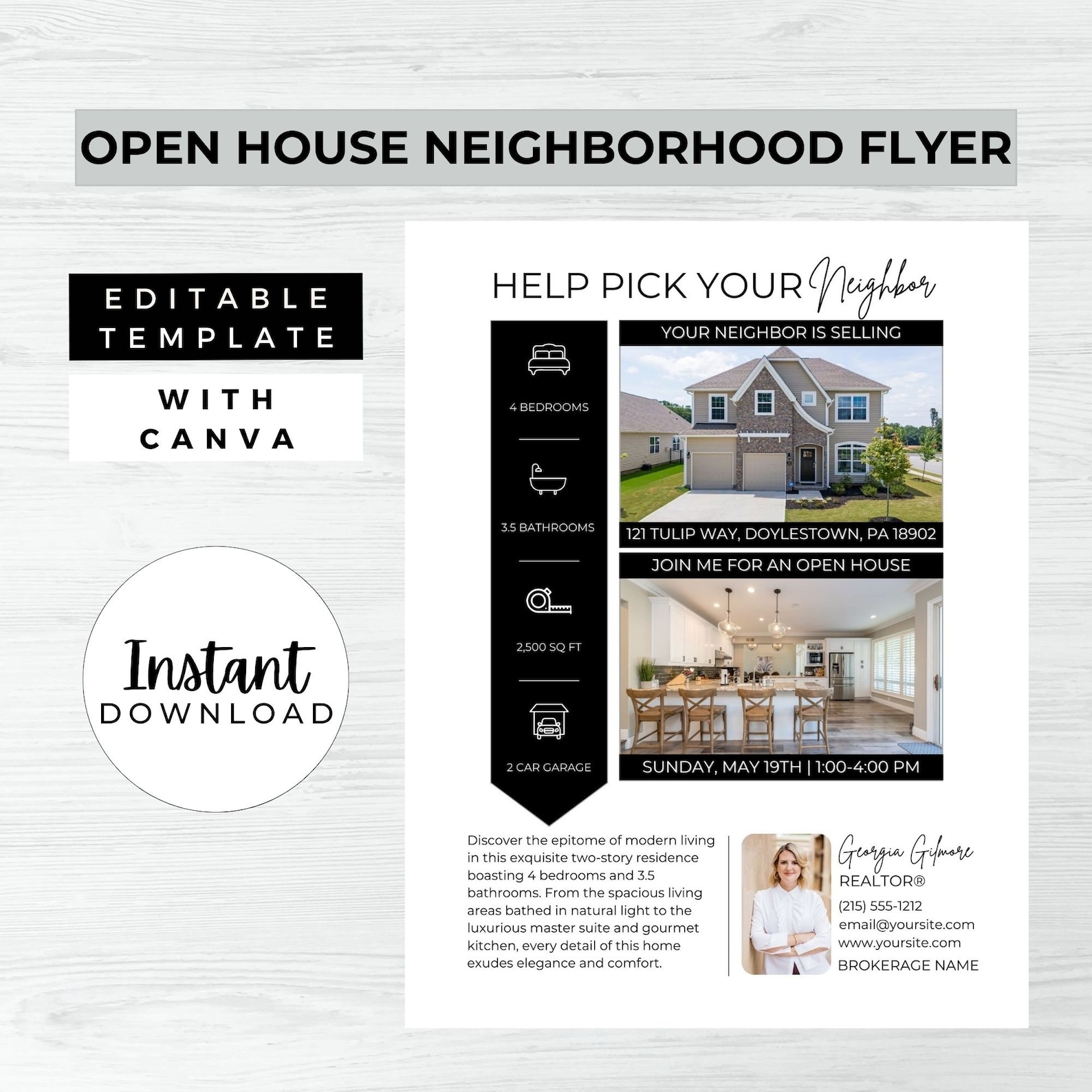 Open House Neighborhood Flyer, INSTANT DOWNLOAD, Listing Flyer, Open ...