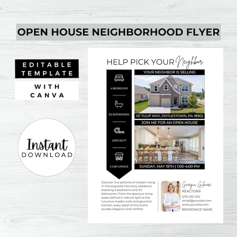 Open House Neighborhood Flyer, INSTANT DOWNLOAD, Listing Flyer, Open ...