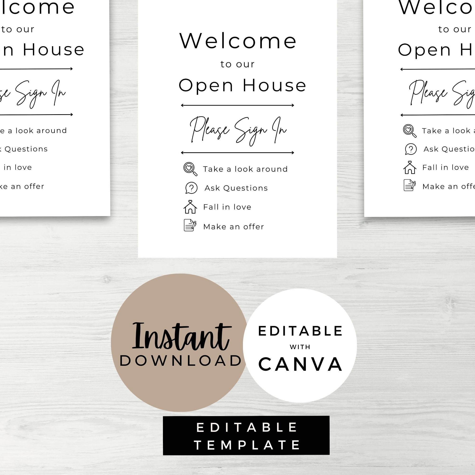 Open House Welcome Sign, INSTANT DOWNLOAD, Editable Canva Template ...