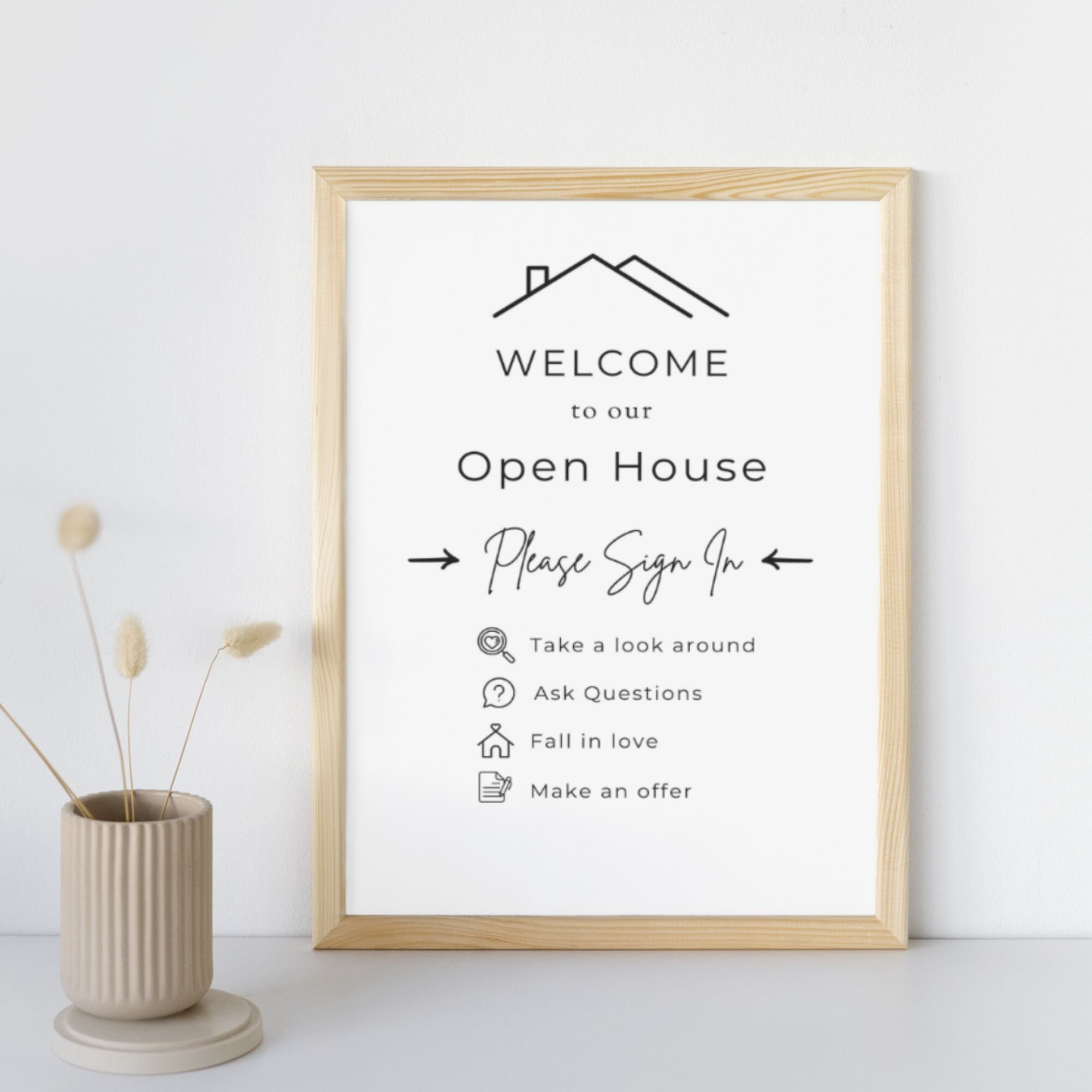 Open House Welcome Sign, INSTANT DOWNLOAD, Editable Canva Template ...