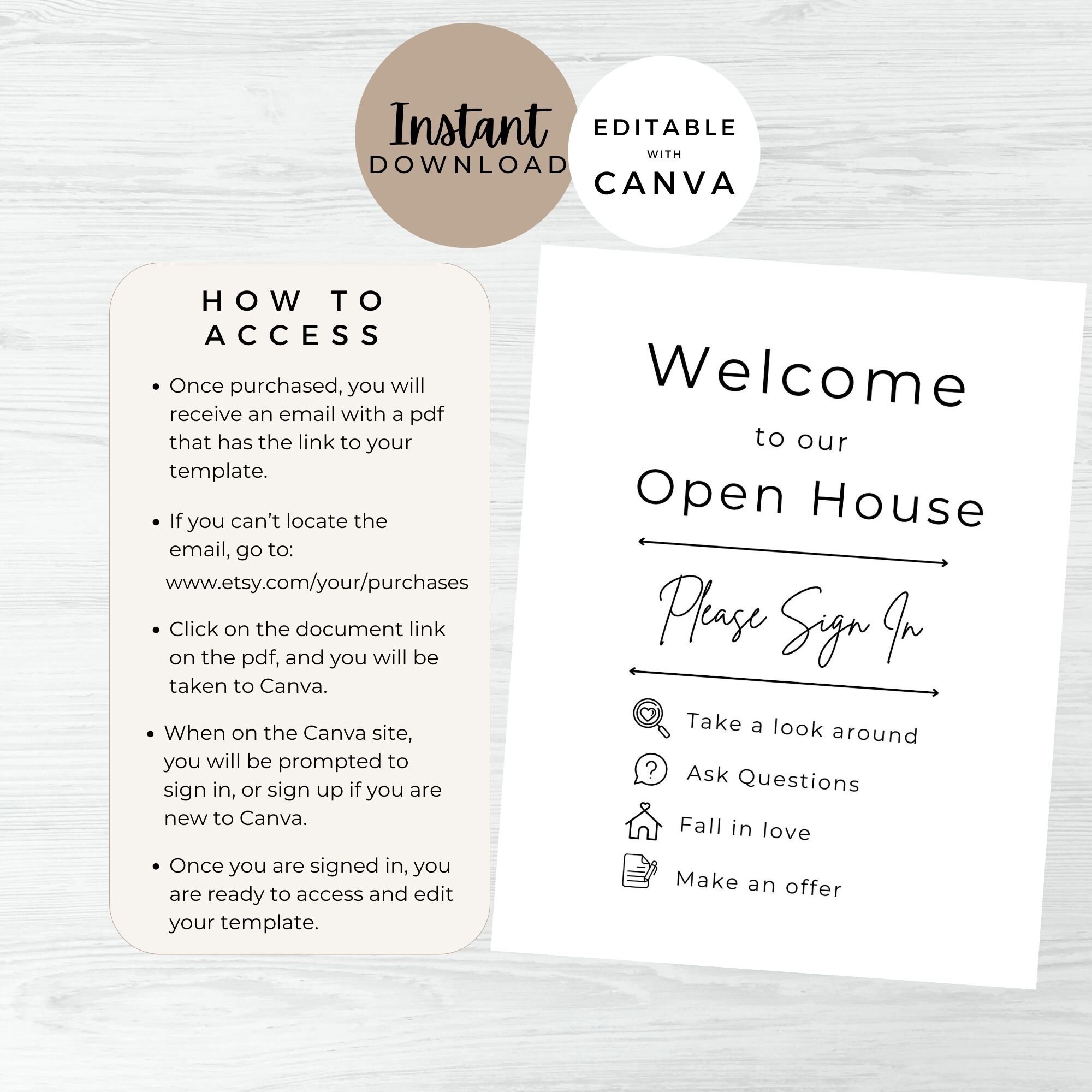 Open House Welcome Sign, INSTANT DOWNLOAD, Editable Canva Template ...