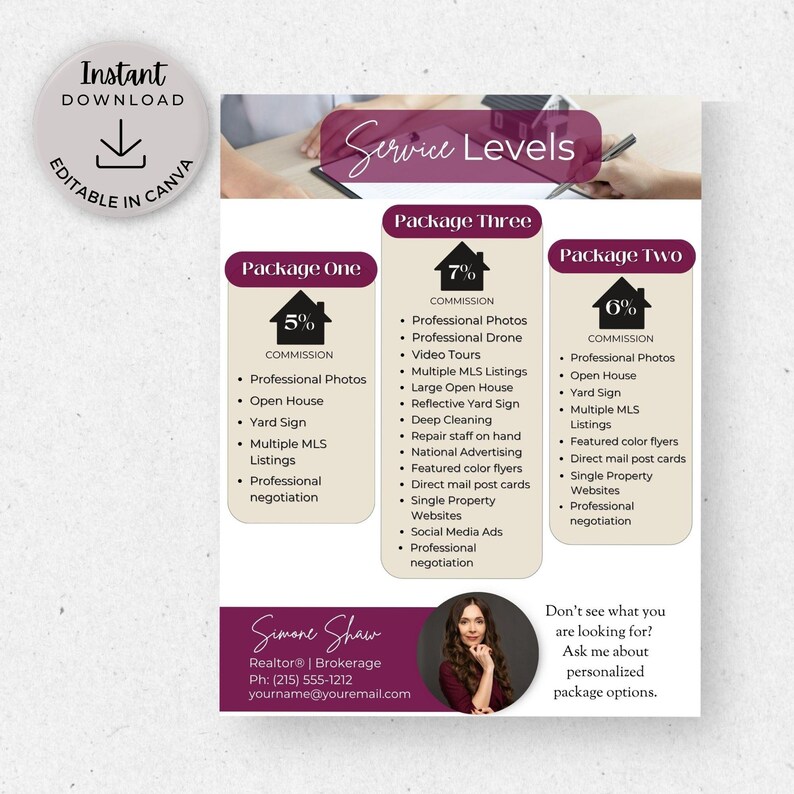 Real Estate Commission Sheet, INSTANT DOWNLOAD, Listing Presentation ...