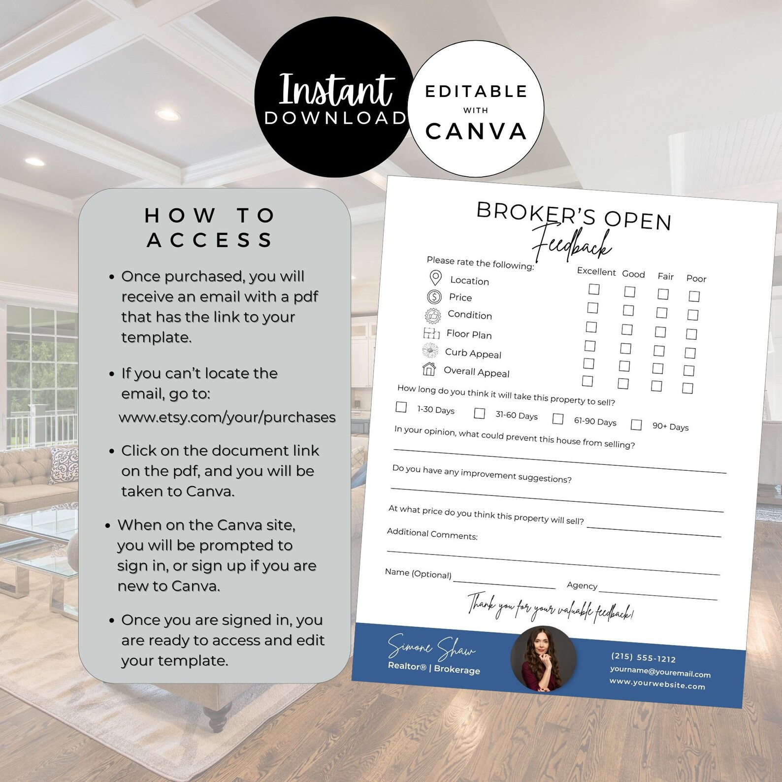 Broker’s Open Feedback Form, INSTANT DOWNLOAD, Feedback Form, Canva ...