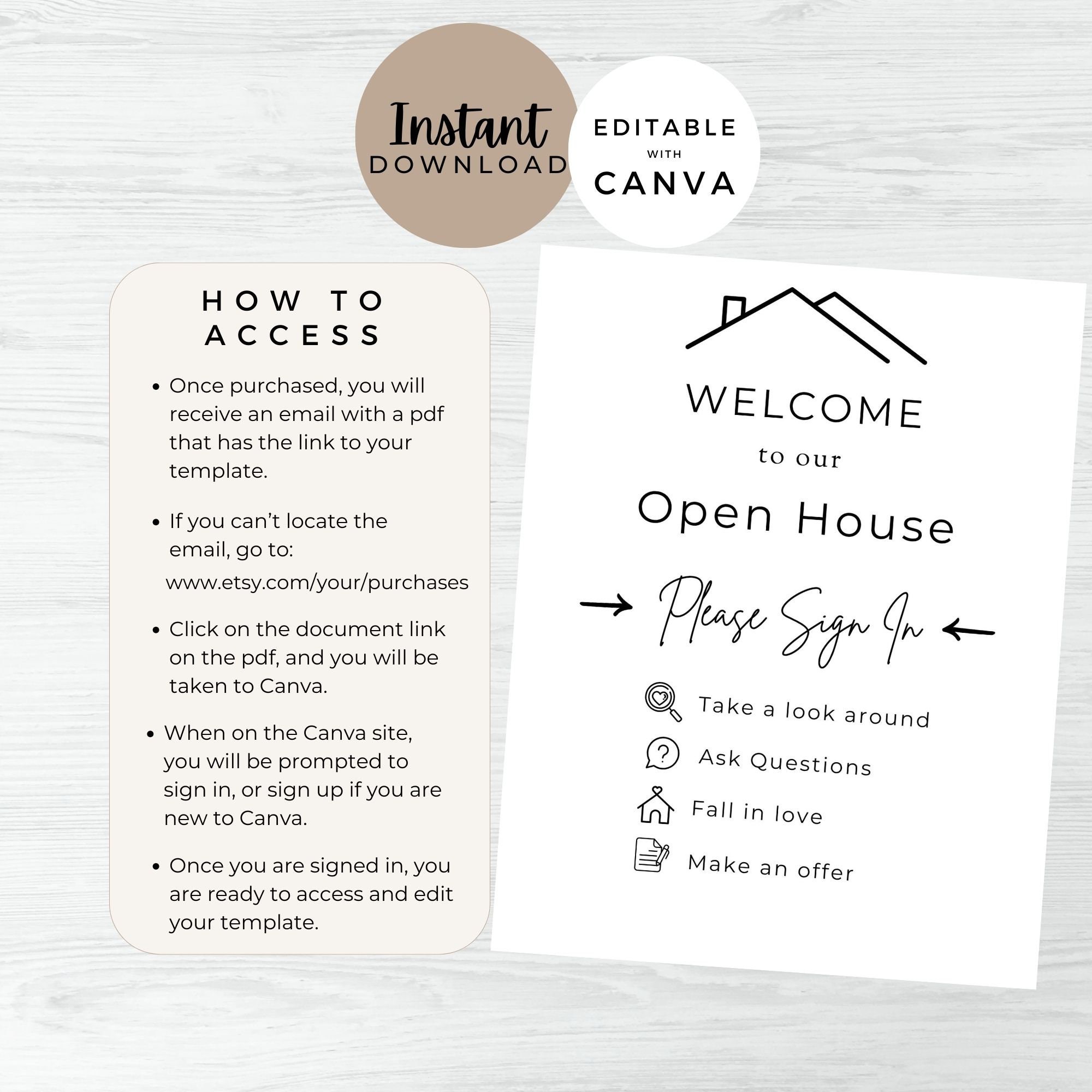 Open House Welcome Sign, INSTANT DOWNLOAD, Editable Canva Template ...