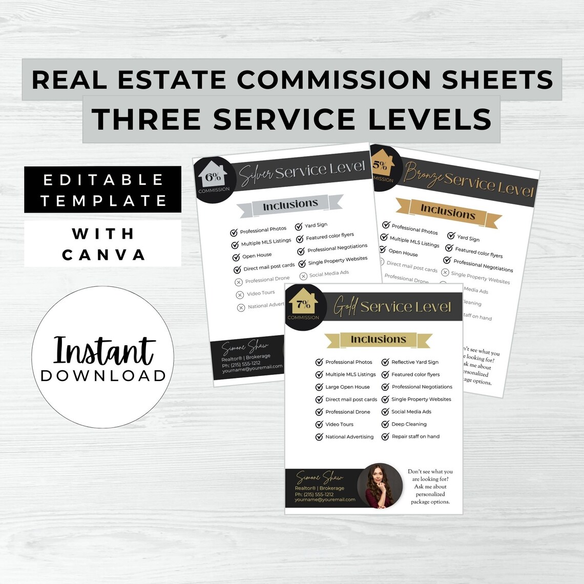 Real Estate Commission Sheets, INSTANT DOWNLOAD, Listing Presentation ...