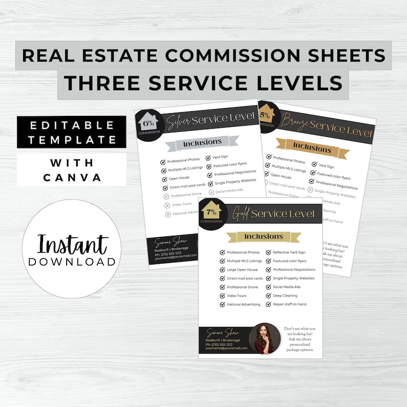 Real Estate Commission Sheets, INSTANT DOWNLOAD, Listing Presentation ...