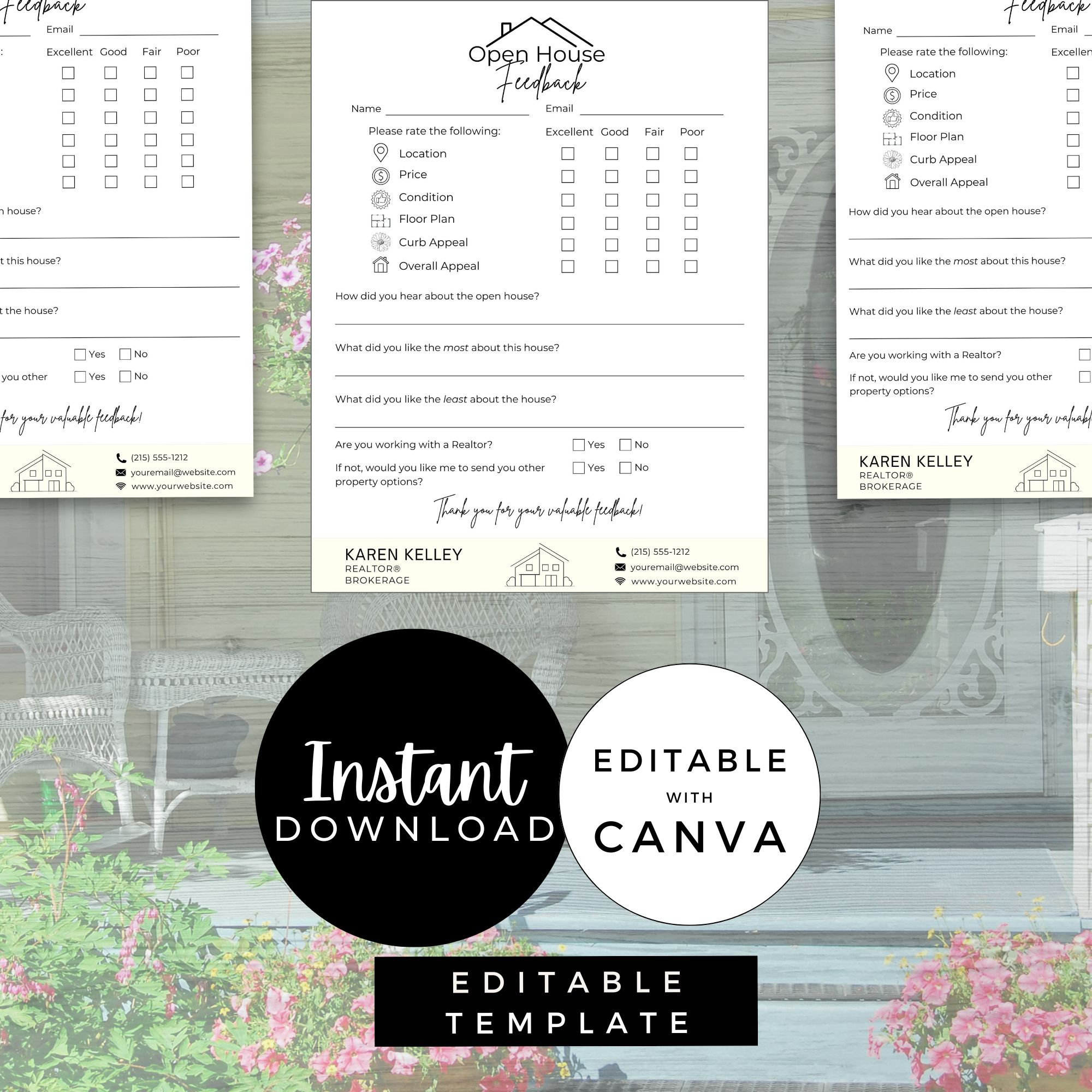 Open House Feedback Form, INSTANT DOWNLOAD, Editable Canva Template ...