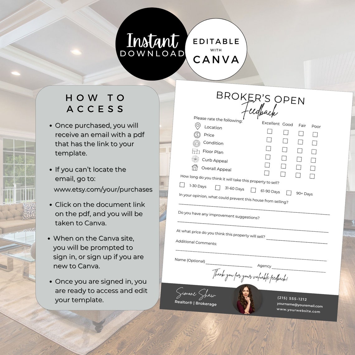 Broker’s Open Feedback Form, INSTANT DOWNLOAD, Feedback Form, Canva ...