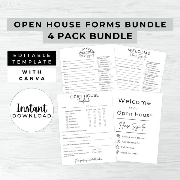 Open House Sign in Sheet Bundle, INSTANT DOWNLOAD, Open House Sign in ...