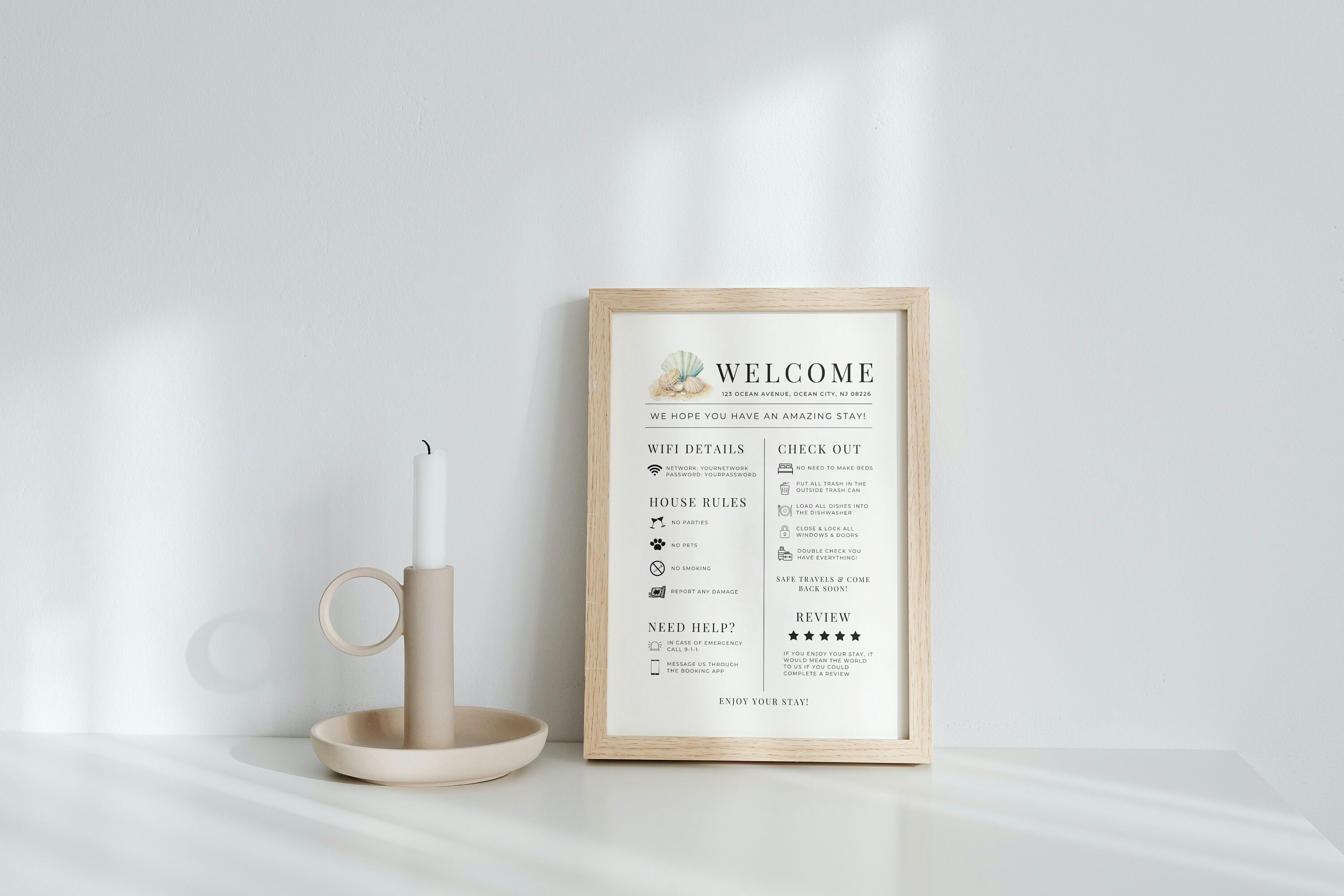 Airbnb Host Welcome Sign, INSTANT DOWNLOAD, Editable Canva Template ...