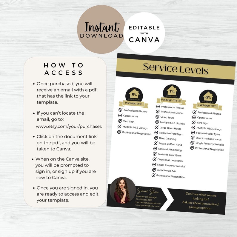 Real Estate Commission Sheet, INSTANT DOWNLOAD, Listing Presentation ...