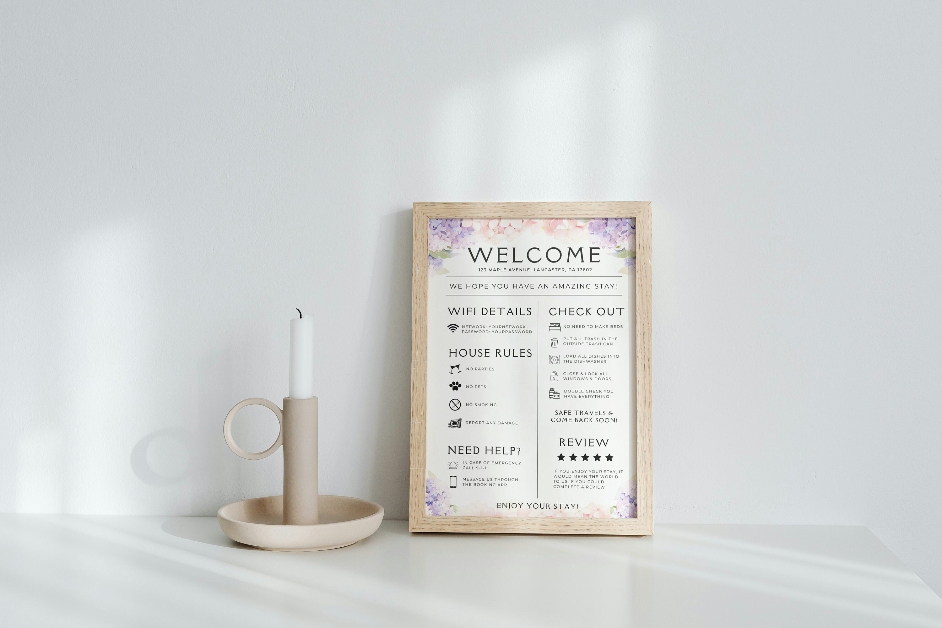 Airbnb Host Welcome Sign, INSTANT DOWNLOAD, Editable Canva Template ...