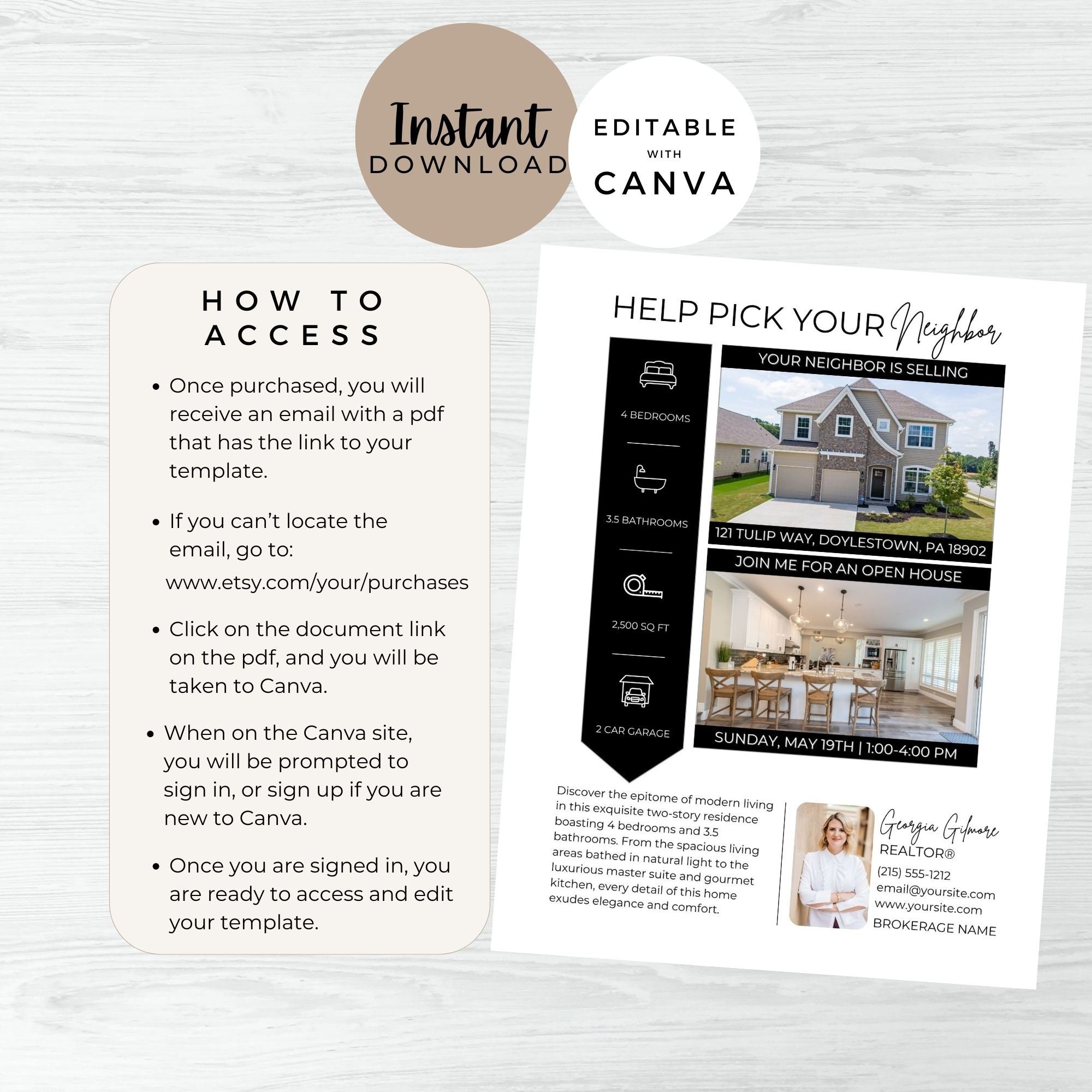 Open House Neighborhood Flyer, INSTANT DOWNLOAD, Listing Flyer, Open ...