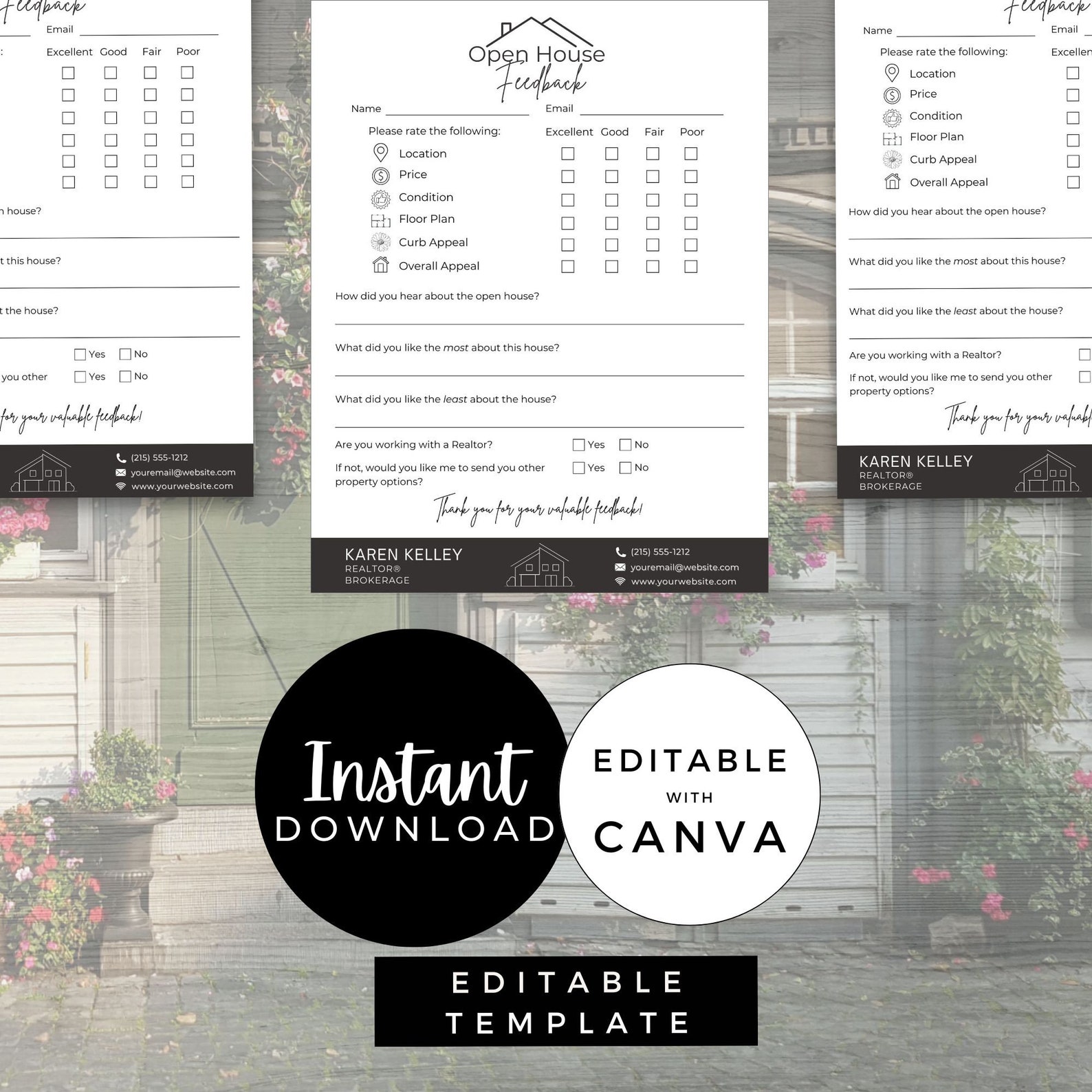 Open House Feedback Form, INSTANT DOWNLOAD, Editable Canva Template ...