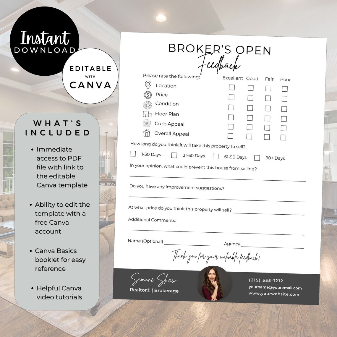 Broker’s Open Feedback Form, INSTANT DOWNLOAD, Feedback Form, Canva ...