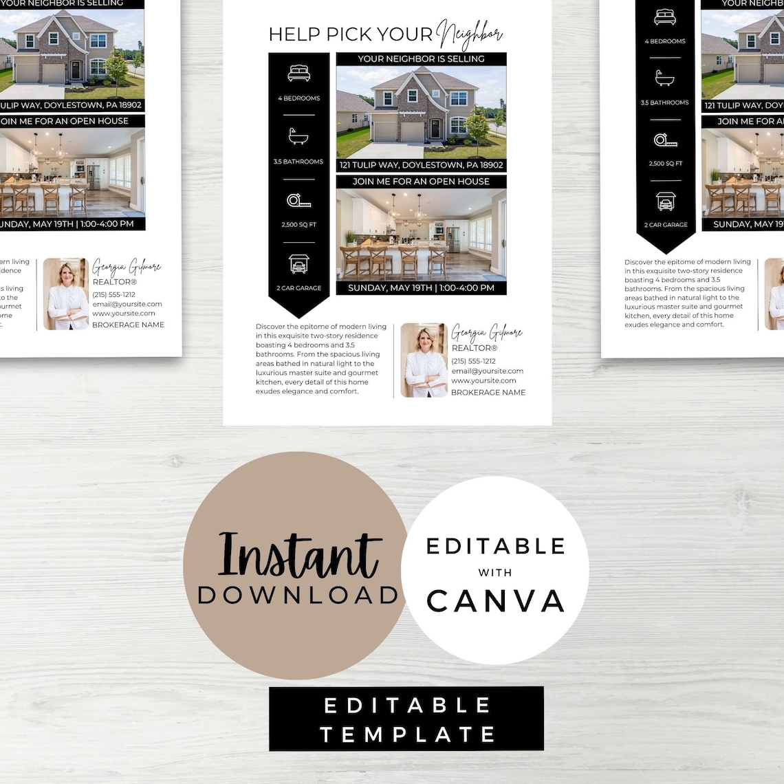 Open House Neighborhood Flyer, INSTANT DOWNLOAD, Listing Flyer, Open ...