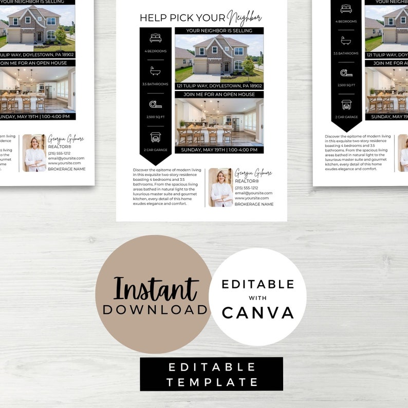 Open House Neighborhood Flyer, INSTANT DOWNLOAD, Listing Flyer, Open ...
