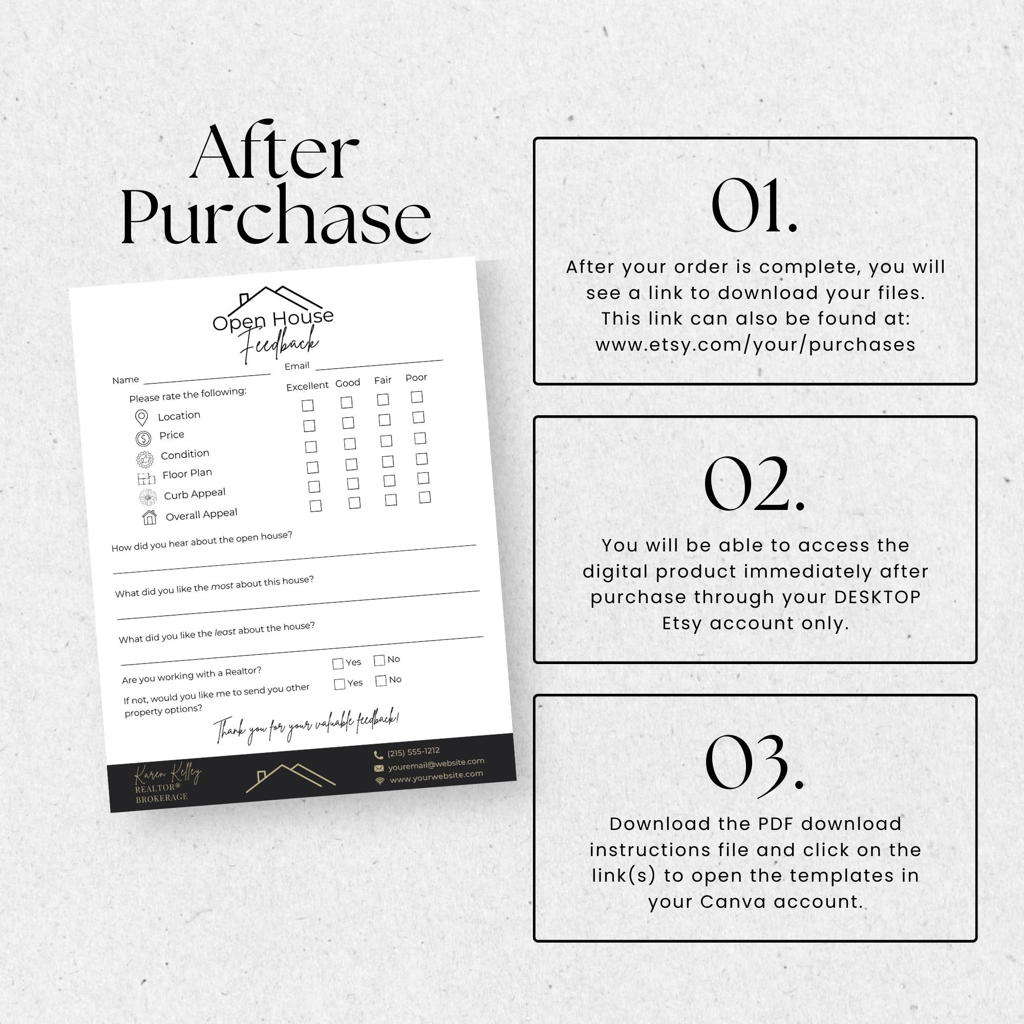 Open House Feedback Form, INSTANT DOWNLOAD, Editable Canva Template ...