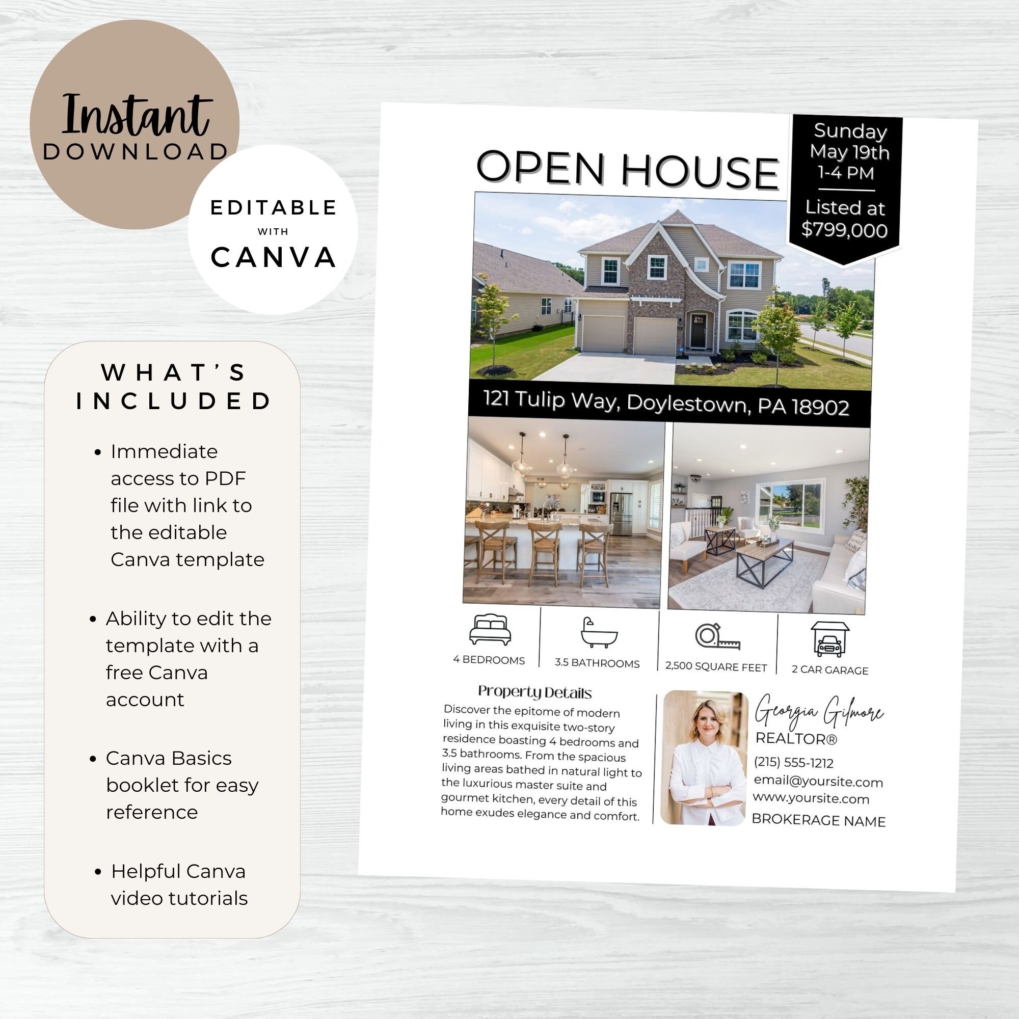 Open House Information Flyer, INSTANT DOWNLOAD, Real Estate Marketing ...