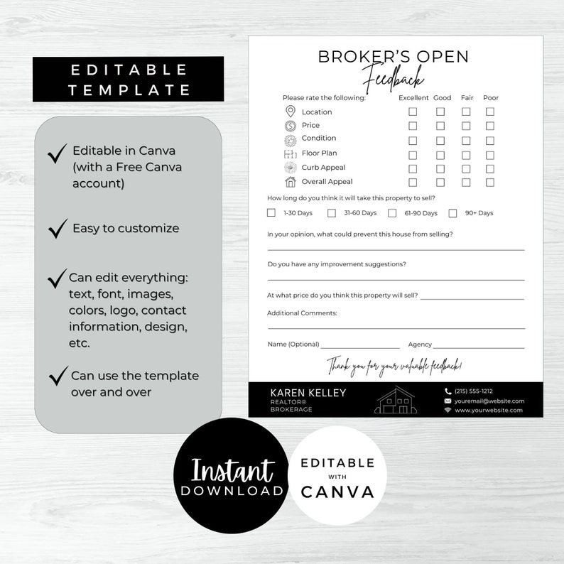 Broker’s Open Feedback Form, INSTANT DOWNLOAD, Feedback Form, Canva ...
