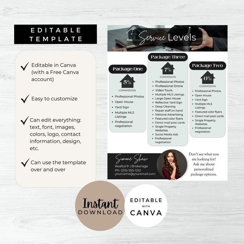 Real Estate Commission Sheet, INSTANT DOWNLOAD, Listing Presentation ...