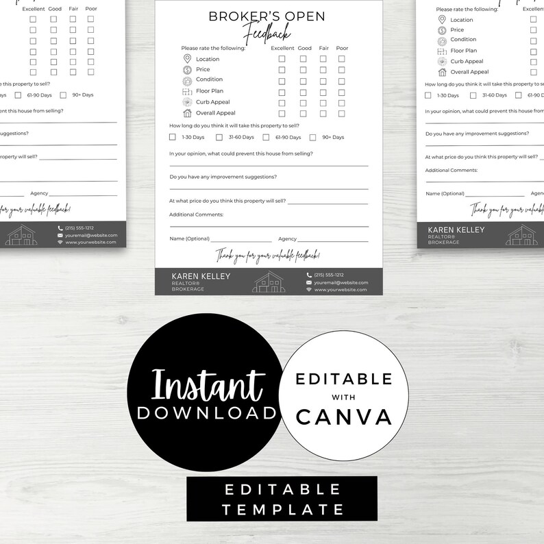 Broker’s Open Feedback Form, INSTANT DOWNLOAD, Feedback Form, Canva ...