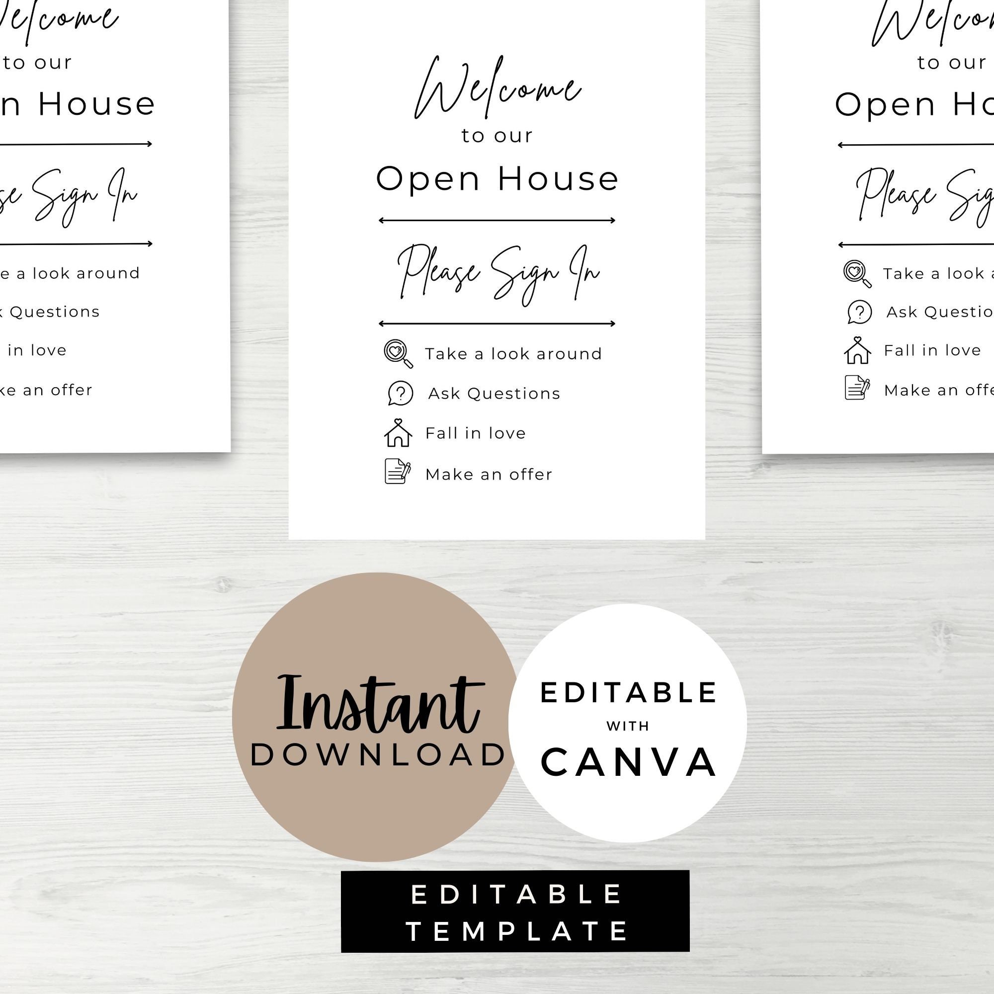 Open House Welcome Sign, INSTANT DOWNLOAD, Editable Canva Template ...