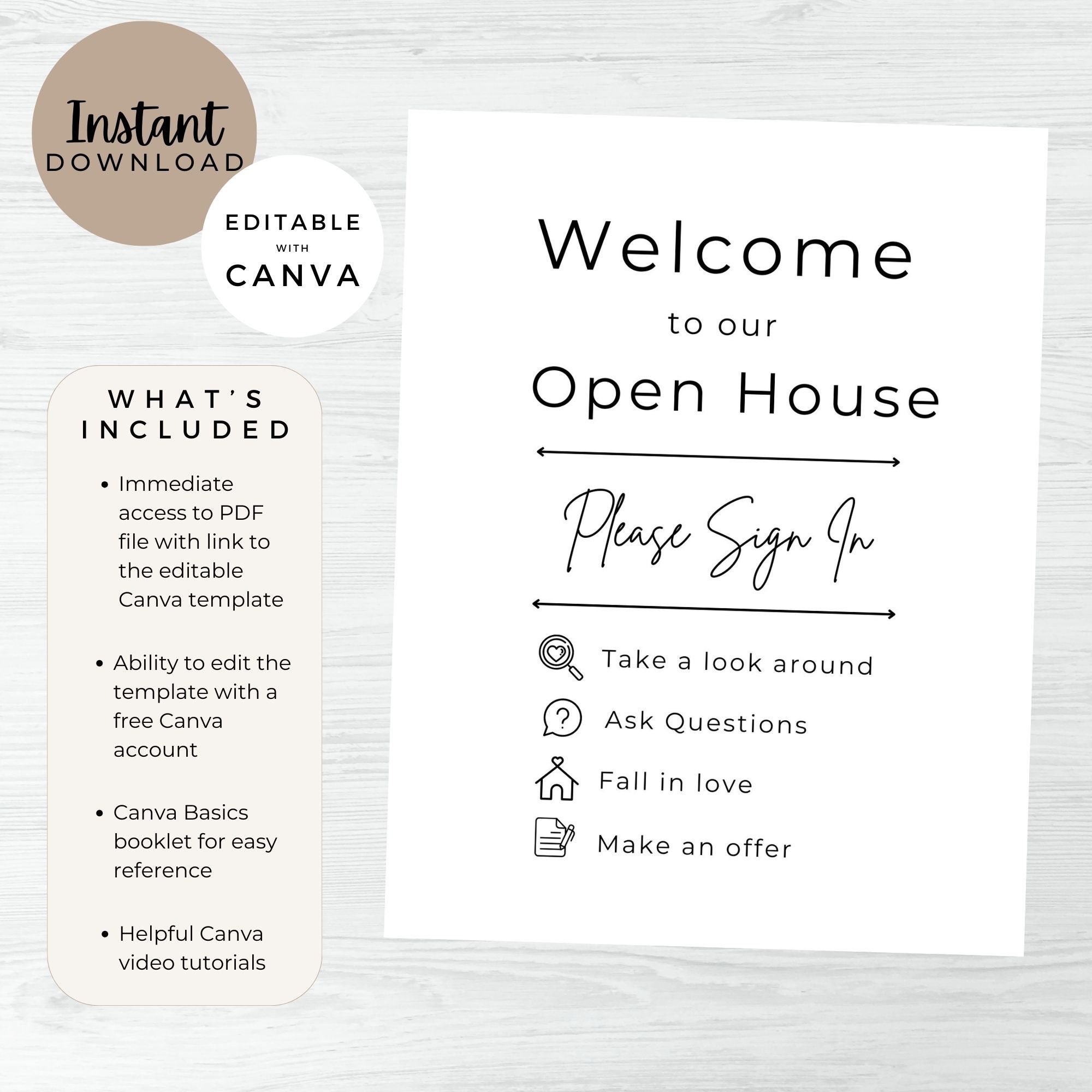 Open House Welcome Sign, INSTANT DOWNLOAD, Editable Canva Template ...