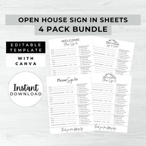 Open House Sign in Sheet Bundle, INSTANT DOWNLOAD, Open House Sign in ...