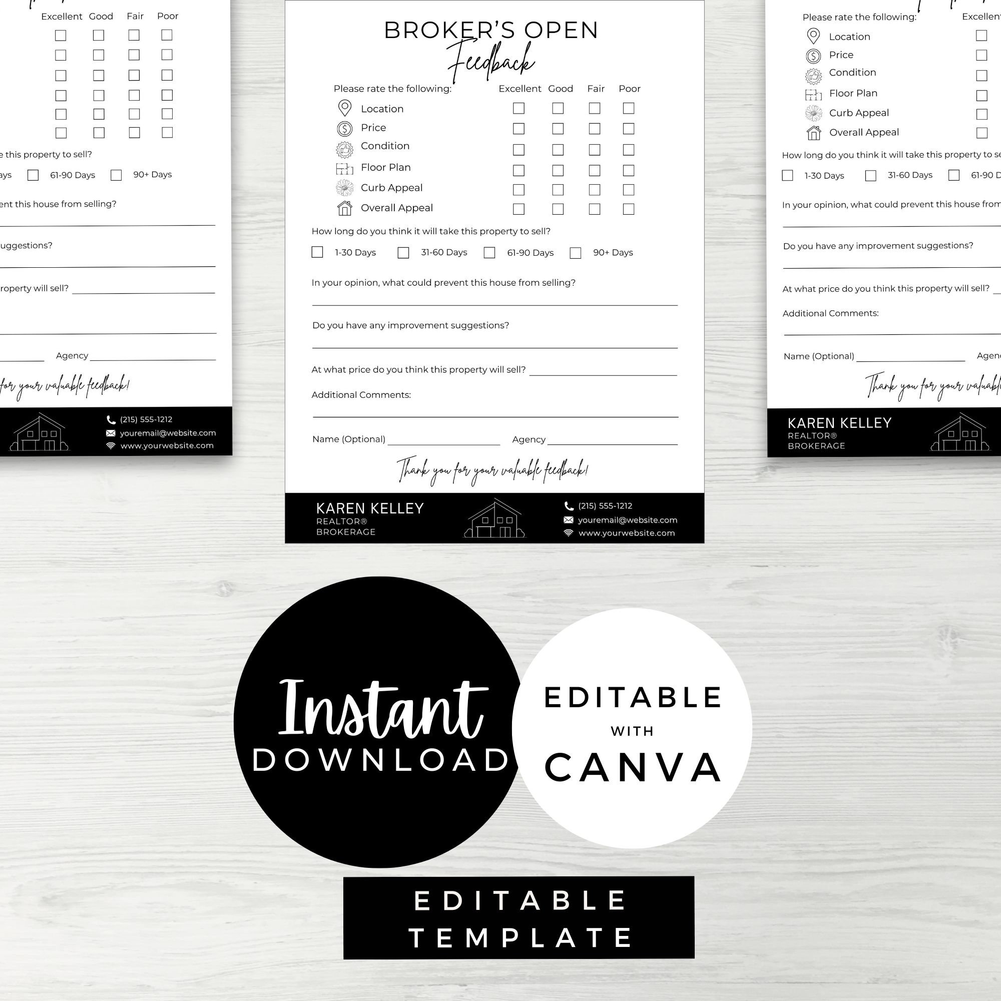 Broker’s Open Feedback Form, INSTANT DOWNLOAD, Feedback Form, Canva ...