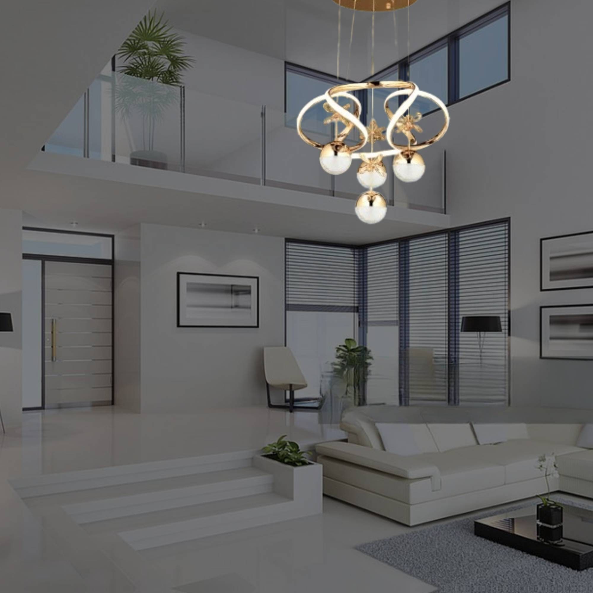 Modern Villa Lobby Lighting, Large Glass Led Chandelier,luxury Hotel ...