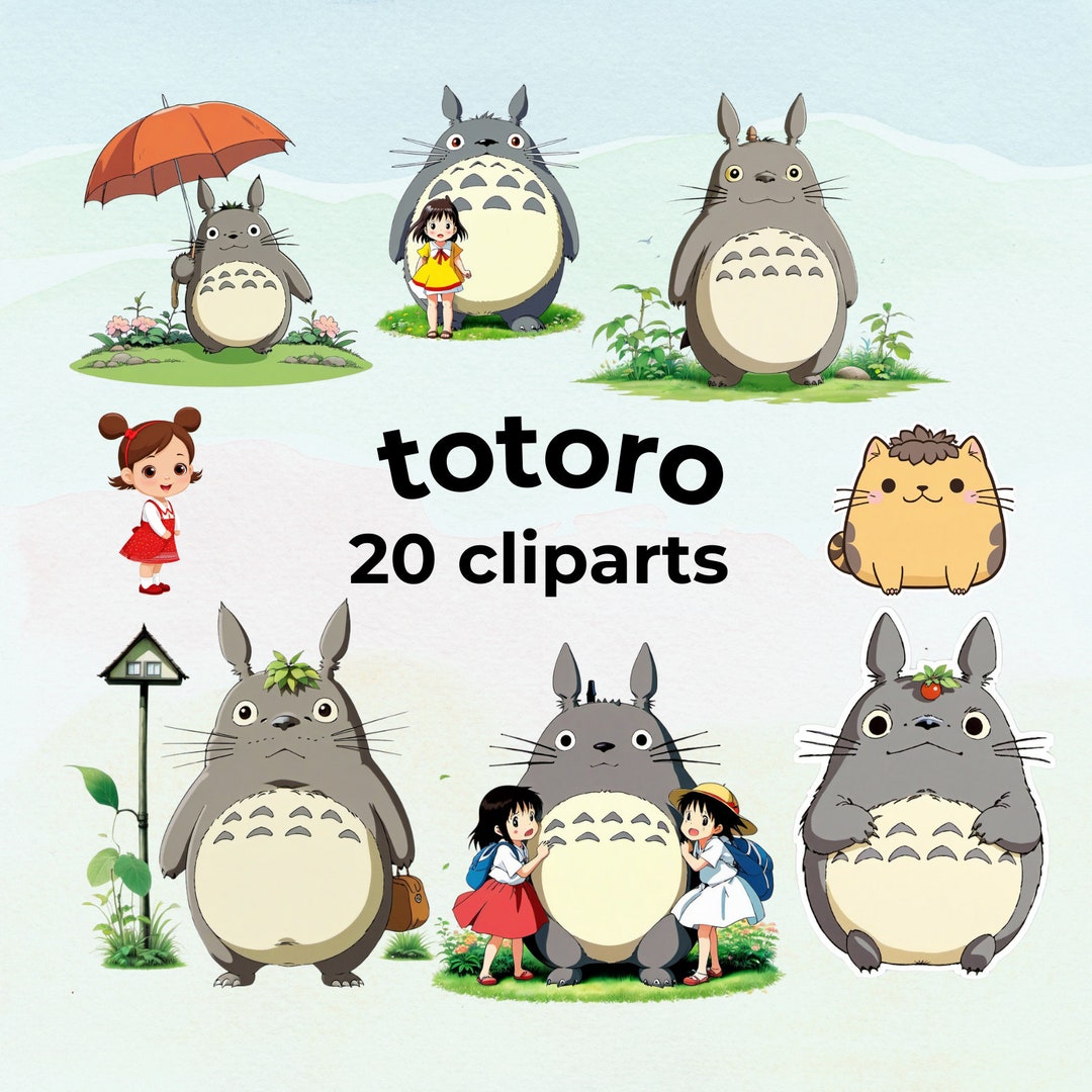 Totoro Clipart Bundle, 20 Kawaii Clipart SVG, Cute Clipart para ...