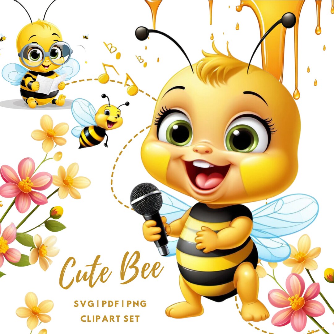 Honey Bee Png Clipart, 12 Cute Baby Bee SVG, PNG, JPG Images, Baby Bee ...