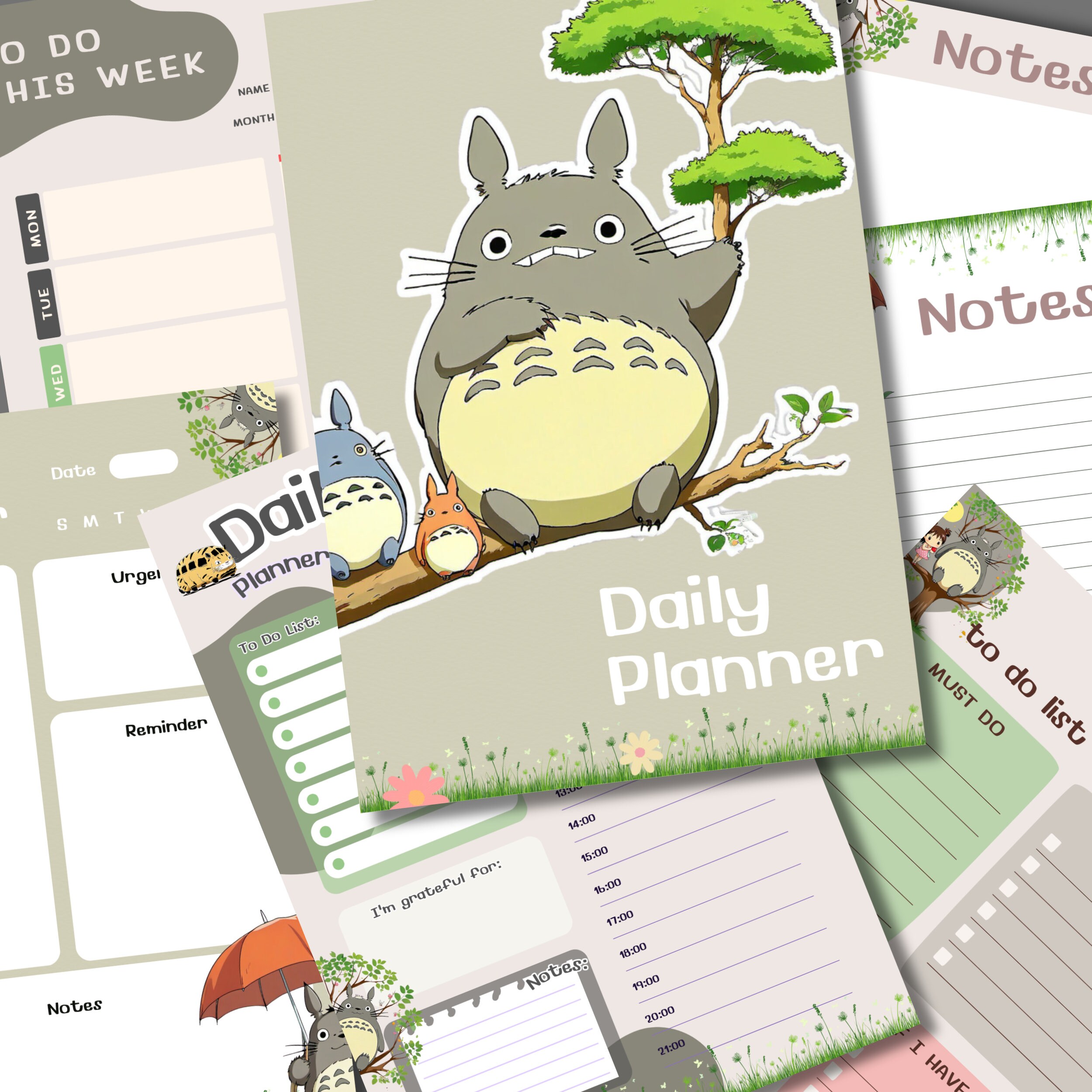 Totoro Stationary Printable Weekly Planner, Totoro Daily Planner to Do ...