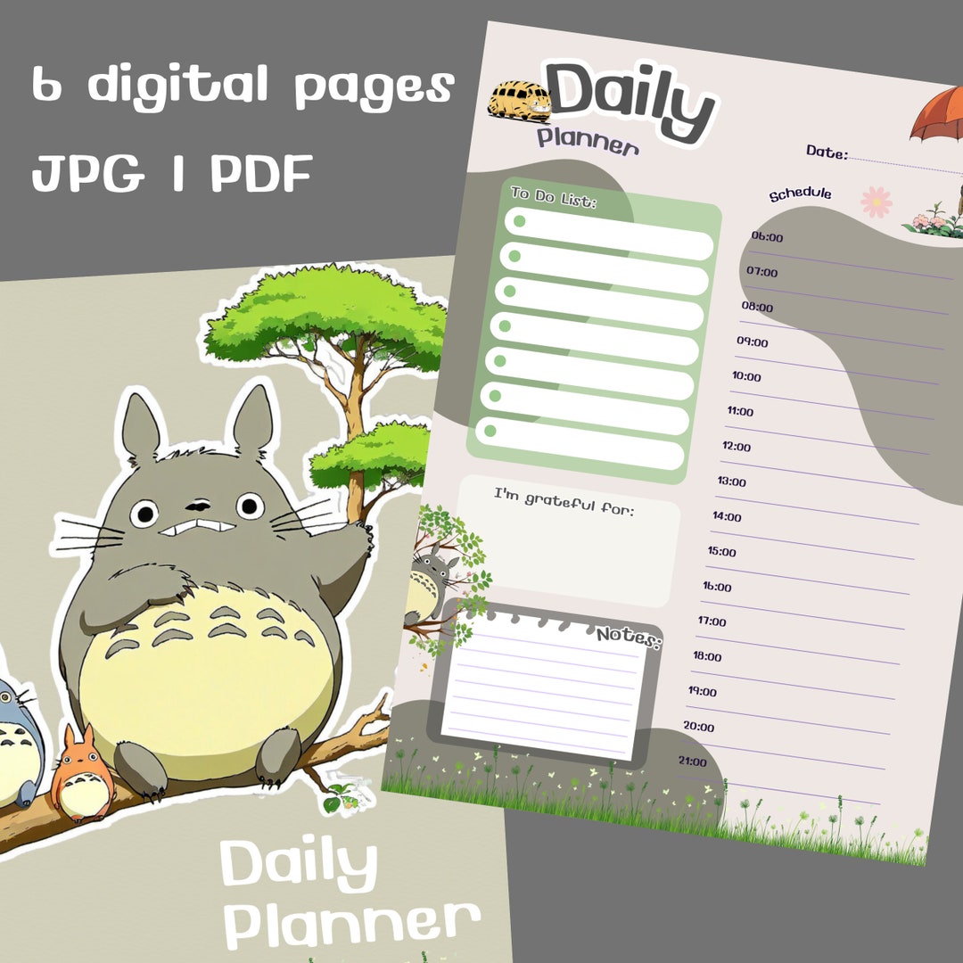 Totoro Stationary Printable Weekly Planner, Totoro Daily Planner to Do ...