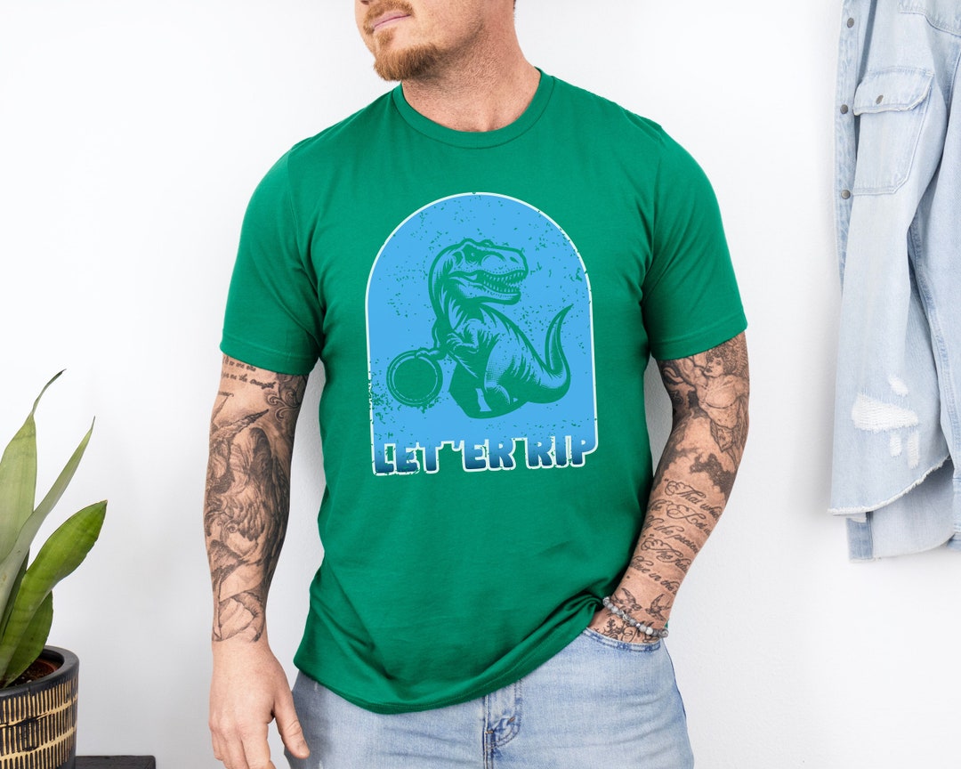 Disc Golf Shirt, Frisbee T-shirt, T-rex Disc Golf Tee, Let 'er Rip ...