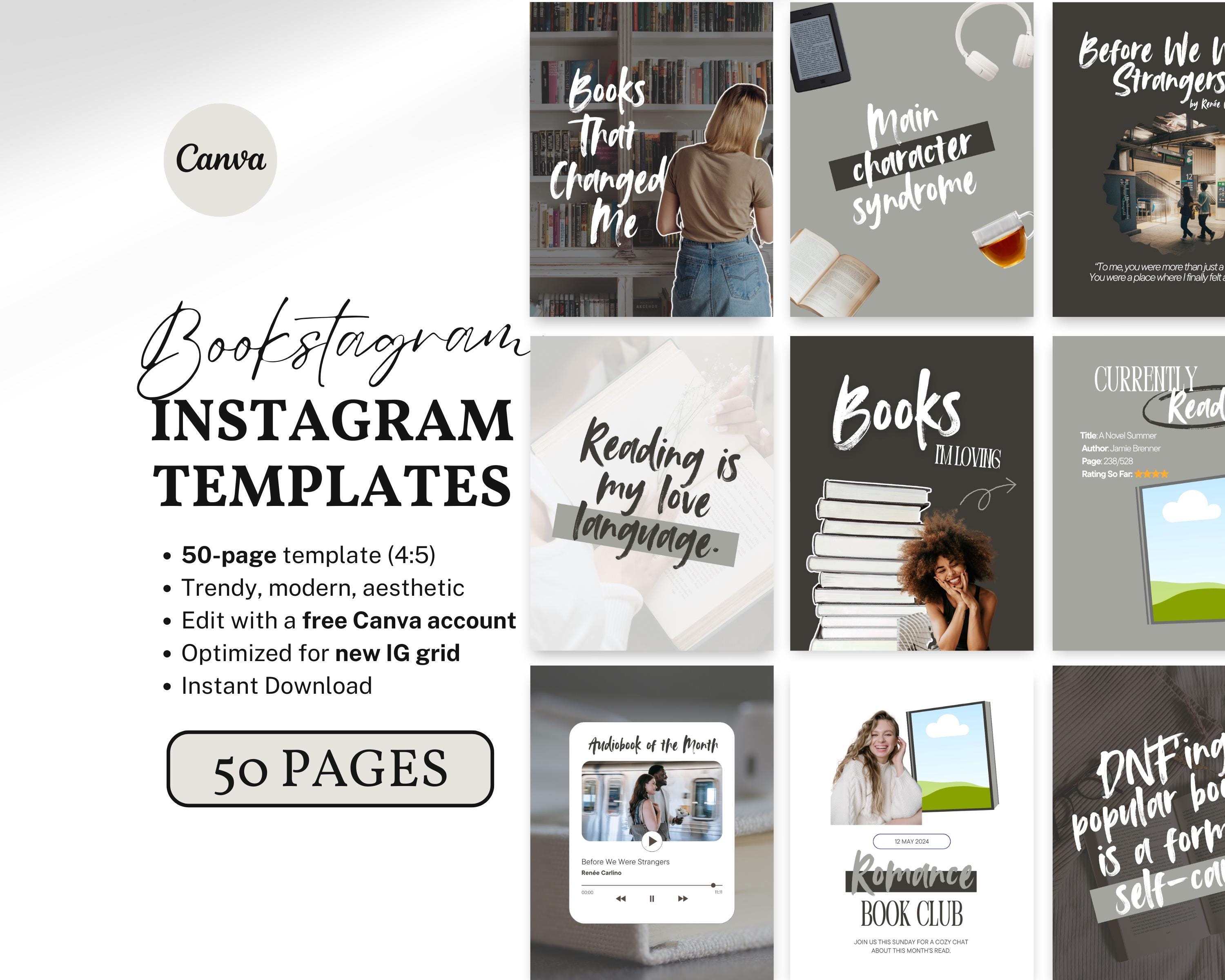 Bookstagram Canva Templates Neutral Editable Bookish Templates Viral ...