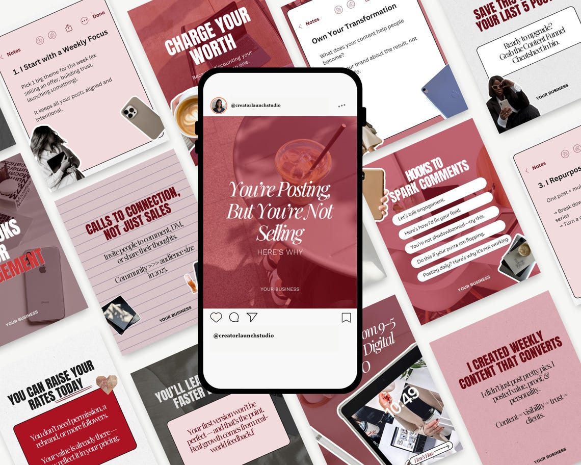Red Instagram Carousel Templates Canva | 77 Editable Viral Post ...