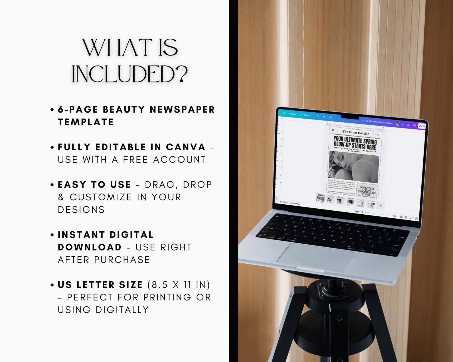 Beauty Business Newspaper Template Canva Editable Custom Newspaper for ...