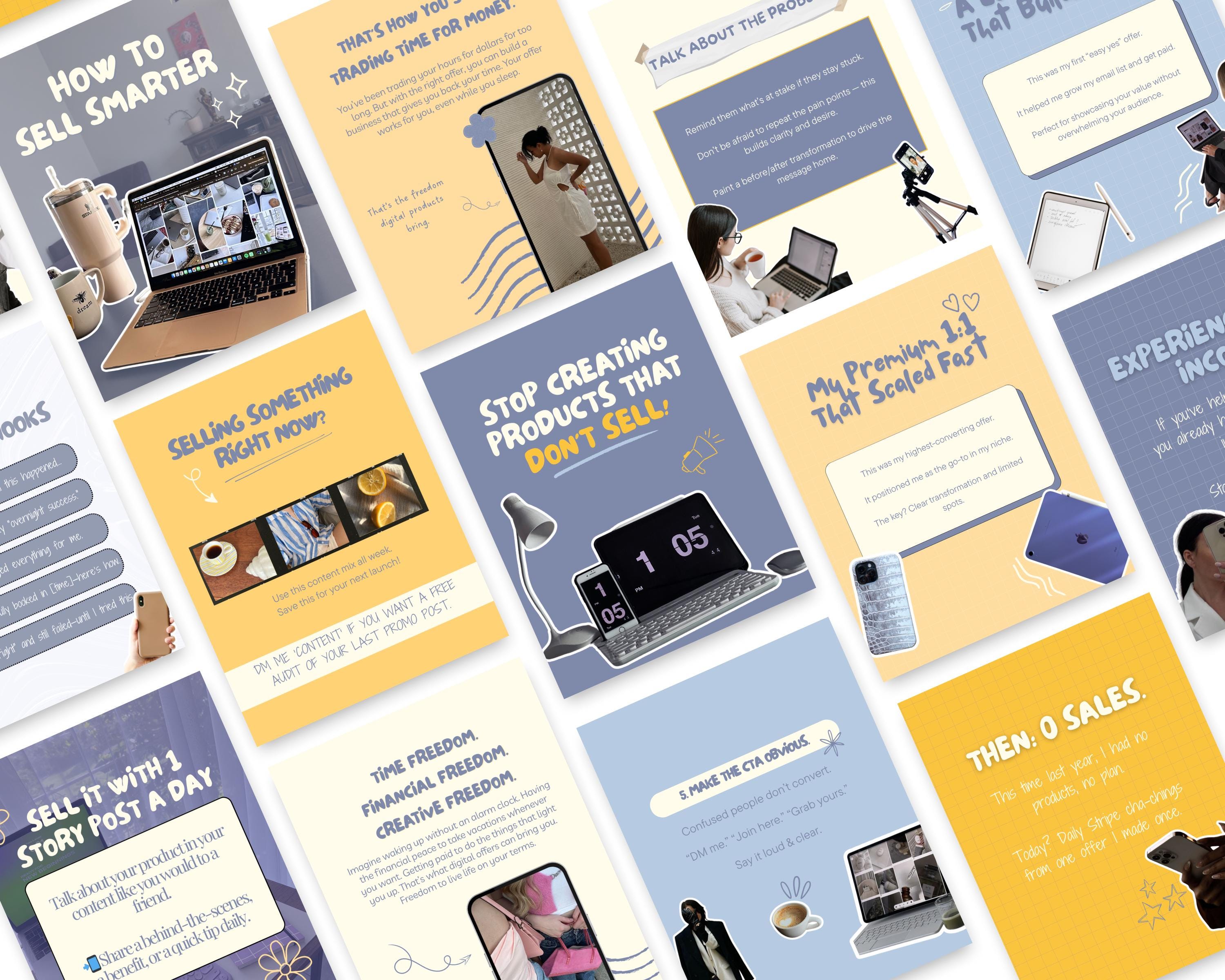 Butter Yellow Blue Instagram Carousel Templates 75 Editable Canva ...