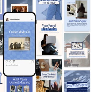 Blue Instagram Templates for Social Media Managers Editable Canva ...