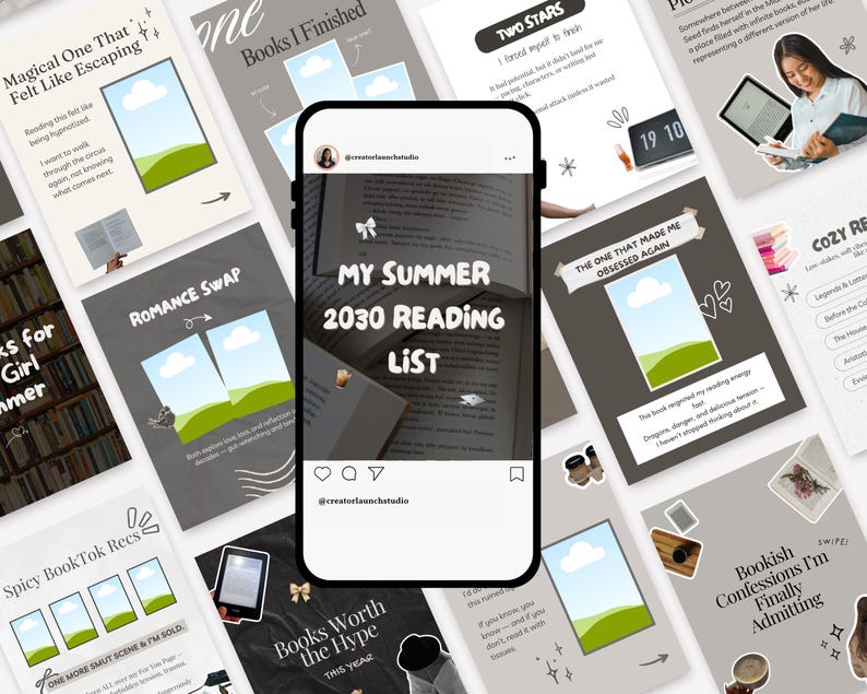 Bookstagram Carousel Templates Booktok Instagram Post Editable ...